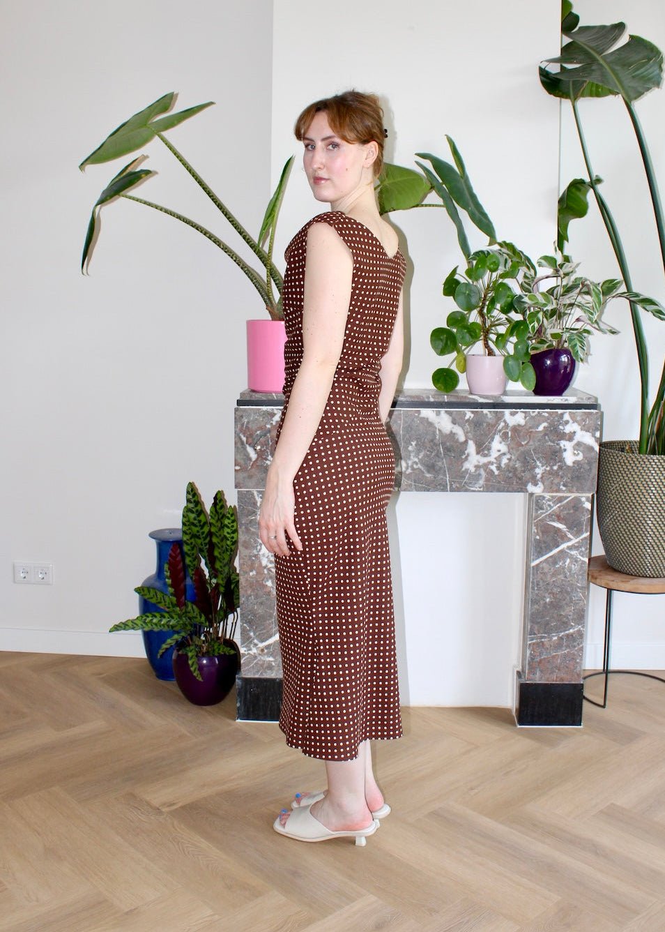 Joan midi dress brown polka dot – Luci's Lemons