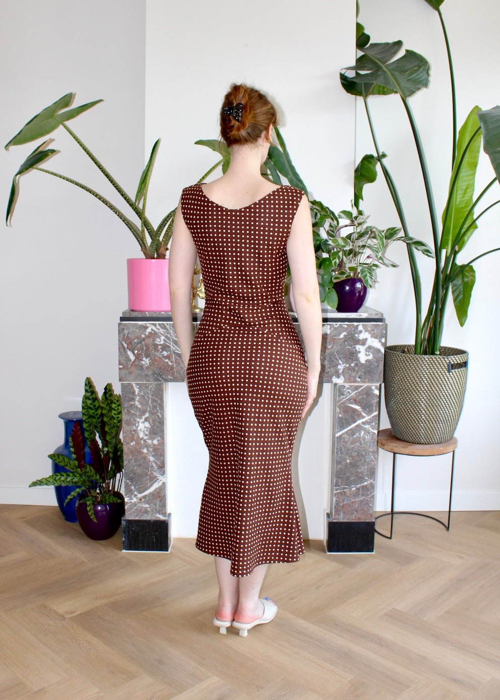 Joan midi dress brown polka dot – Luci's Lemons