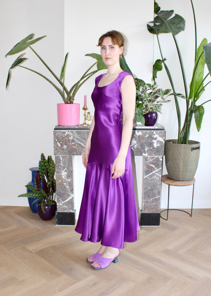 Zaria midi dress dark violet silk – Luci's Lemons